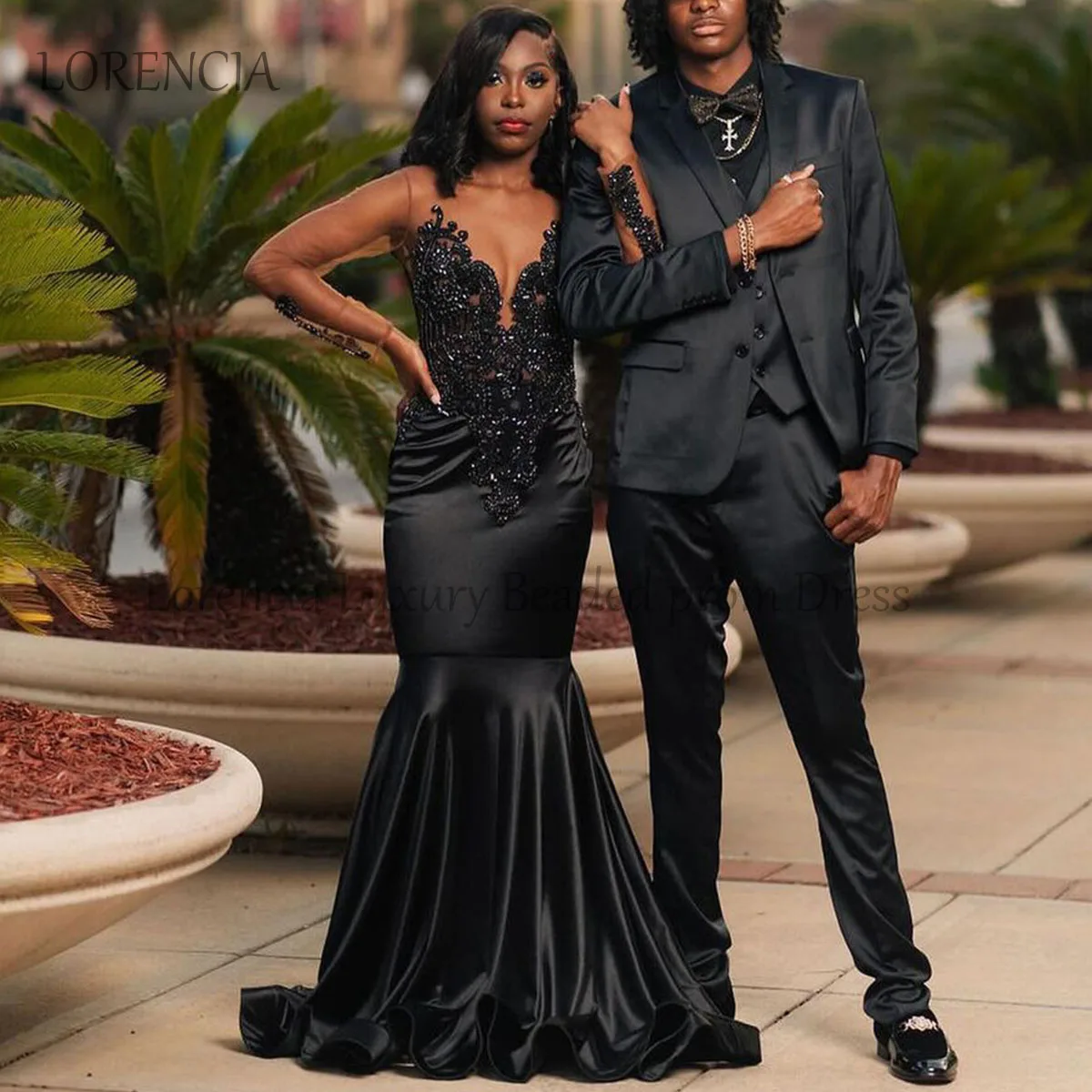 Black-Prom-Dresses-For-Black-Girl-Sleeveless-2024-Beaded-Crystal ...
