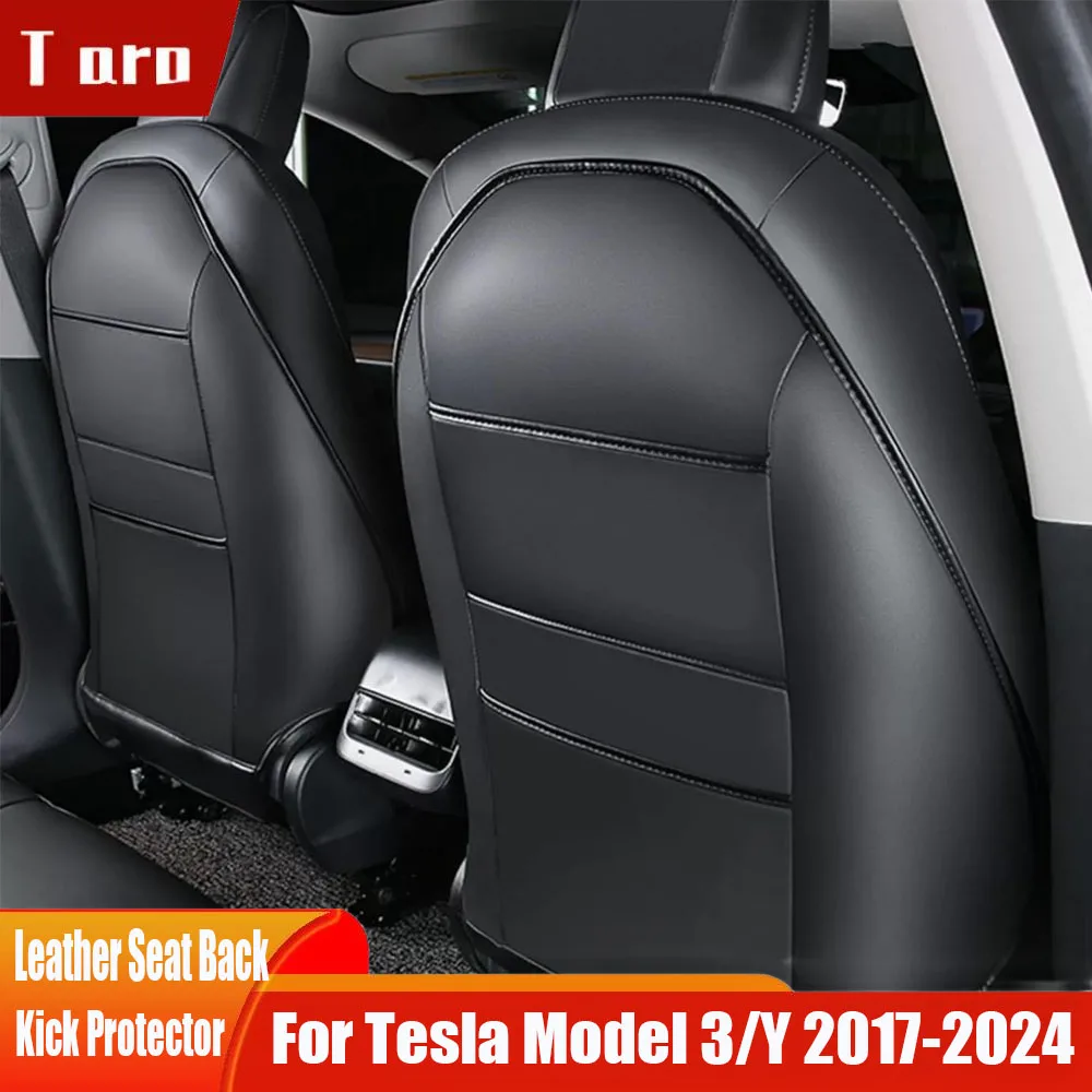 For-Tesla-Model-3-2024-Model-Y-Leather-Seat-Back-Protector-Backseat ...
