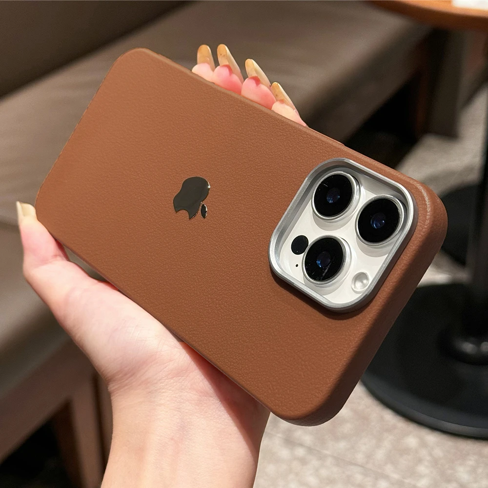 Matte-Lychee-Texture-Leather-Soft-Case-For-iPhone-16-Pro-Max-15-Plus-14 ...