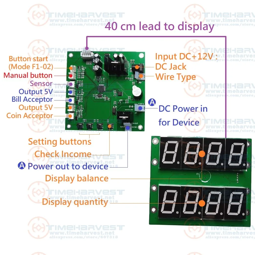 Coin Changer Bill to Coin Control Board PCB Coin Operated Sensor ...