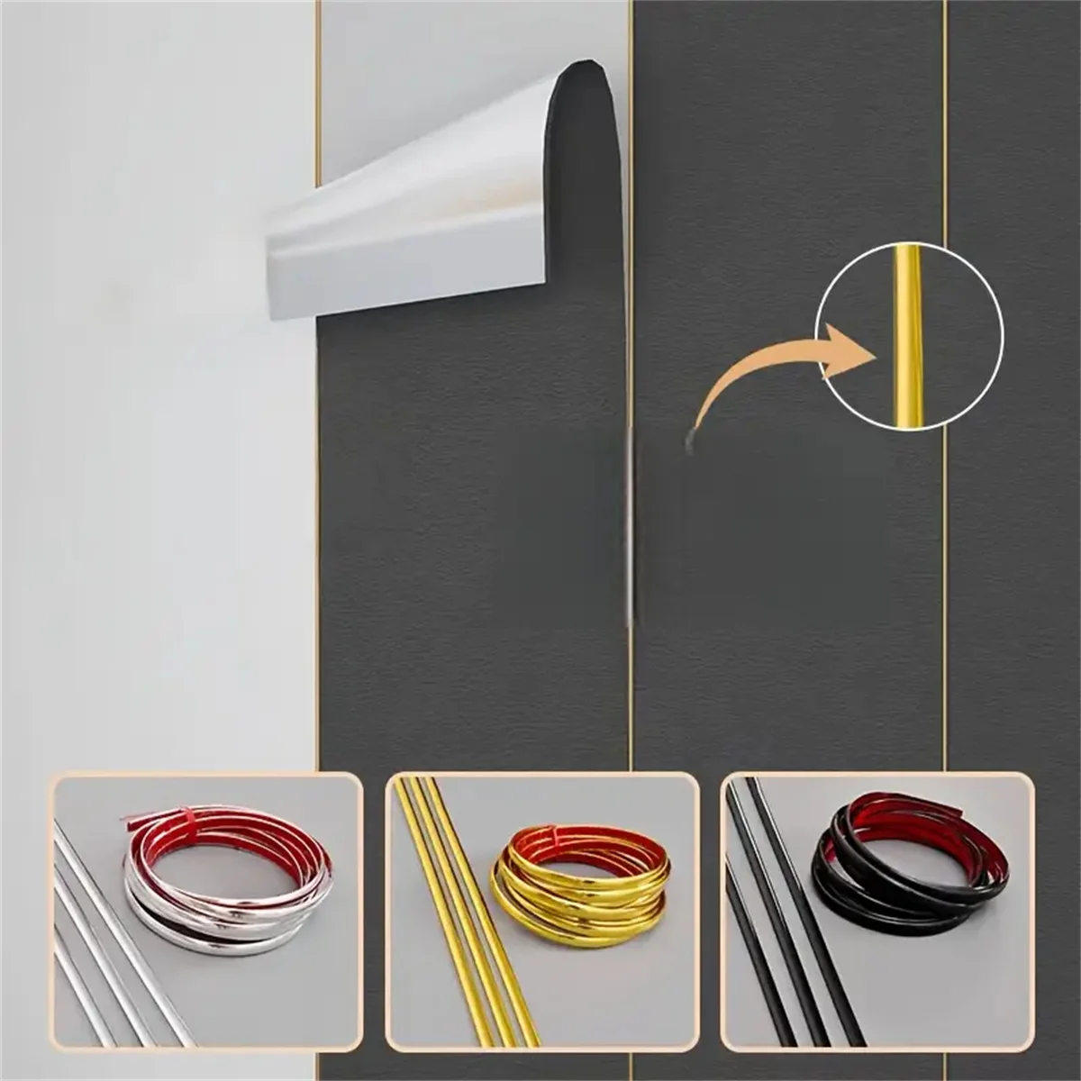 1pc 5mx0.8cm PVC Decorative Edging Strip Tape - Perfect for Wall ...