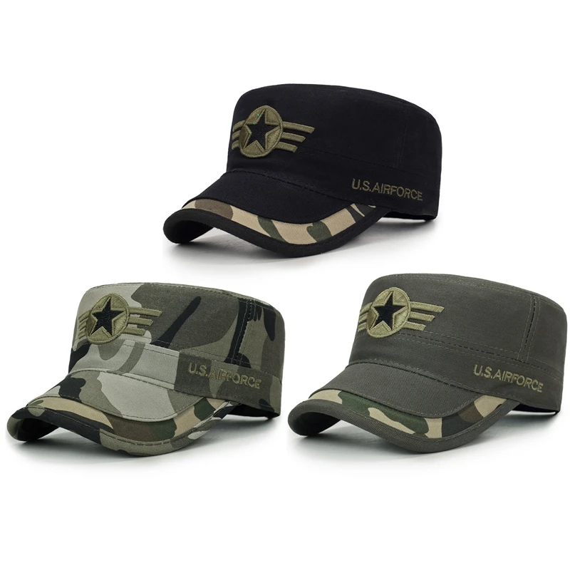 Outdoor-Camouflage-Hat-Sun-Hats-Army-Military-Cap-Men-Unisex-Flat-Top ...