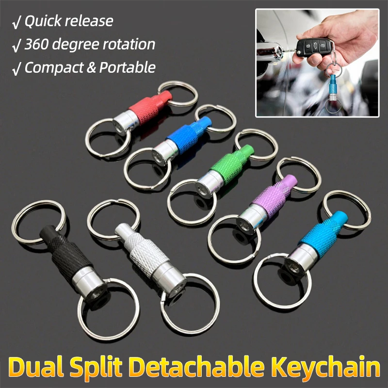 Dual-Split-Detachable-Keychains-Key-ring-Quick-Release-Portable-Metal ...