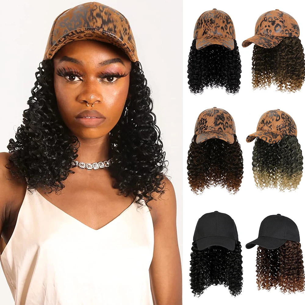 Shangzi-Baseball-Cap-Wig-Synthetic-Short-Afro-Kinky-Curly-Wigs-Hat-Wig ...
