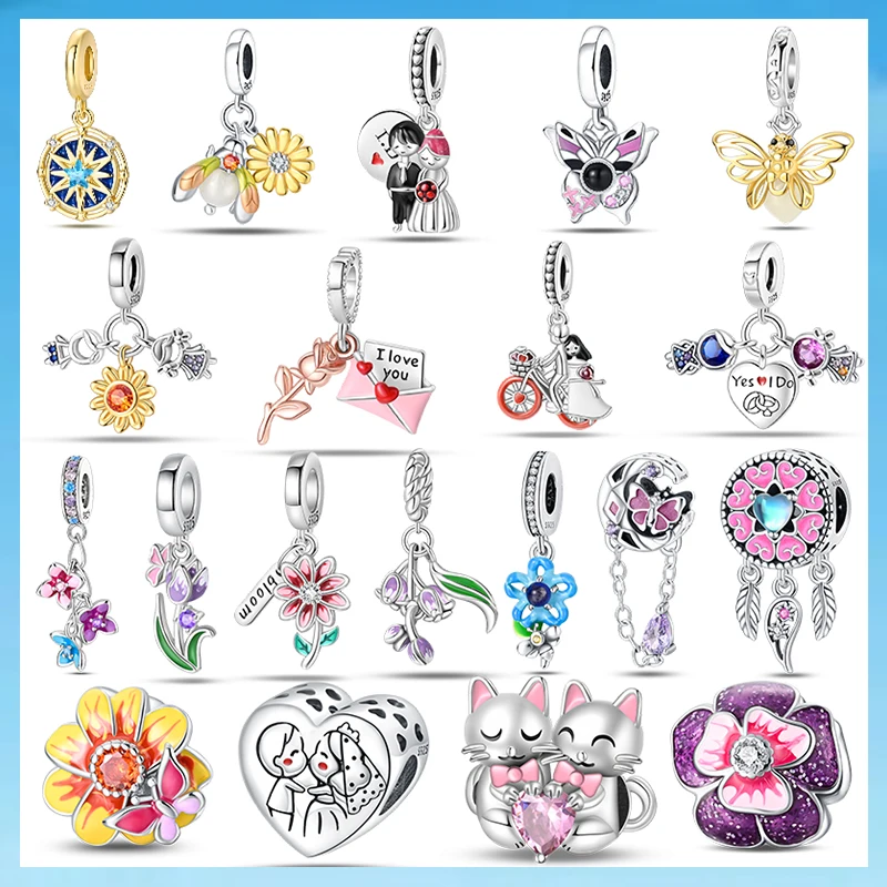 Abalorios-de-plata-de-ley-925-para-parejas-accesorio-rom-ntico-con ...