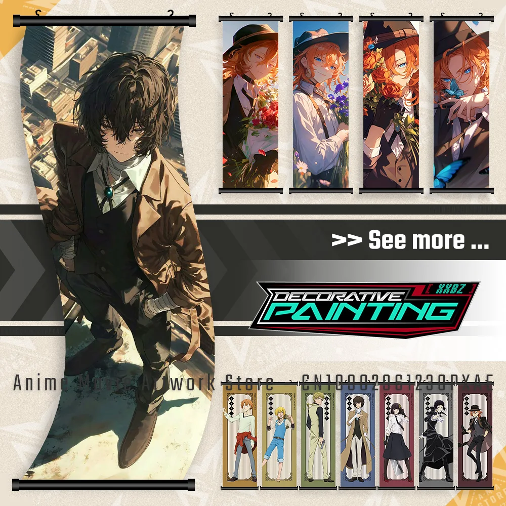 Bungo Stray Dogs Anime Figures Wall Art Canvas Hanging Painting ...