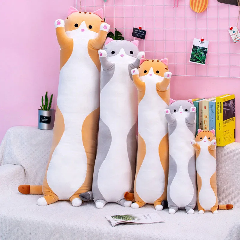 130cm Cute Soft Long Cat Pillow Stuffed Plush Toys Pause Office Peluche ...