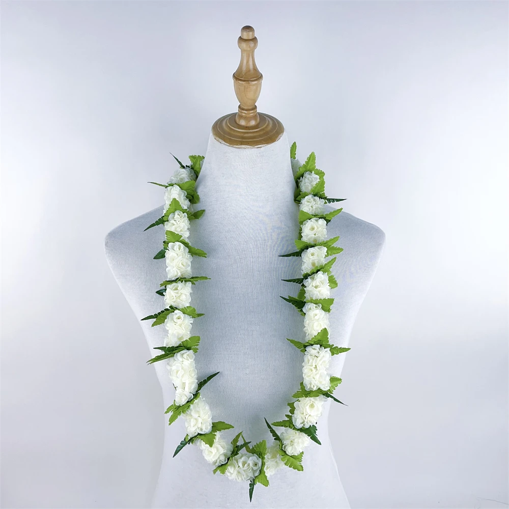Hawaiian-Hula-Supplies-Flower-Lei-Aloha-Pikake-with-Fern-Leaf-for-Luau ...