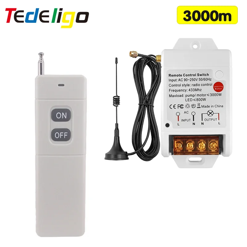 RF433-MHz-telecomando-3000m-30A-220V-AC-interruttore-pompa-acqua-RF ...