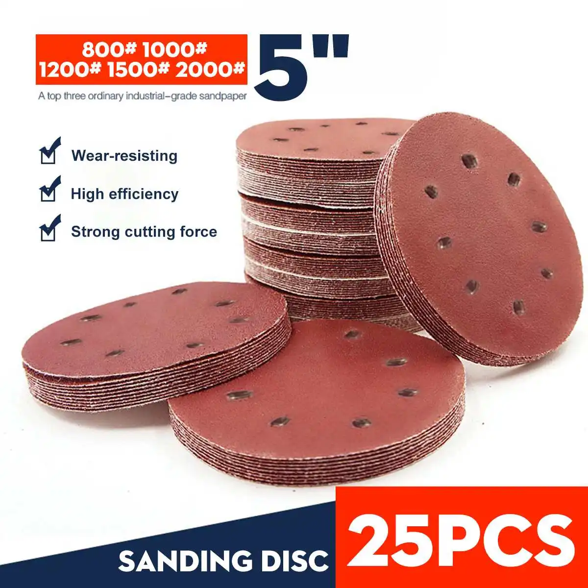 25pcs-5-Inch-125mm-8-Hole-800-2000-Grit-Round-Shape-Sanding-Discs ...