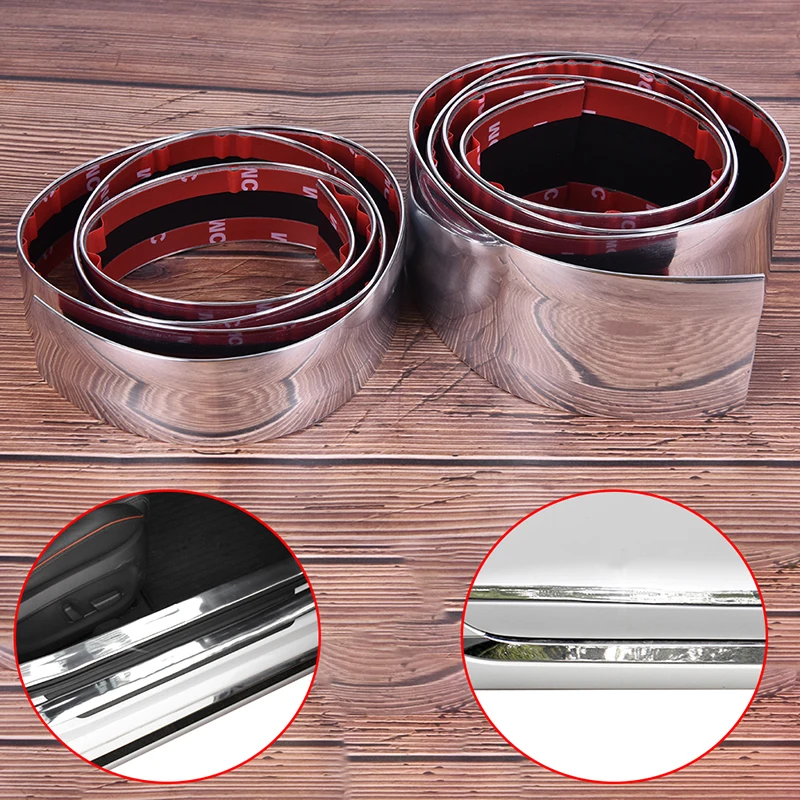 1Pcs Universal Car Door Bumper Decoration Moulding Trim Silver Chrome ...