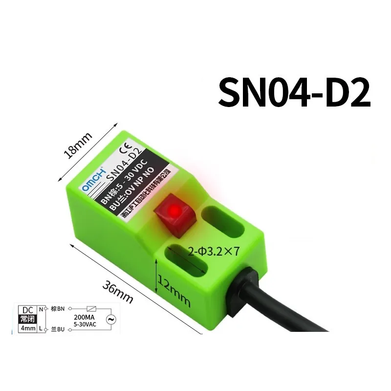 1PCS-SN04-D2-Inductive-Proximity-Sensor-Detection-Switch-Two-Wire-NC-DC ...