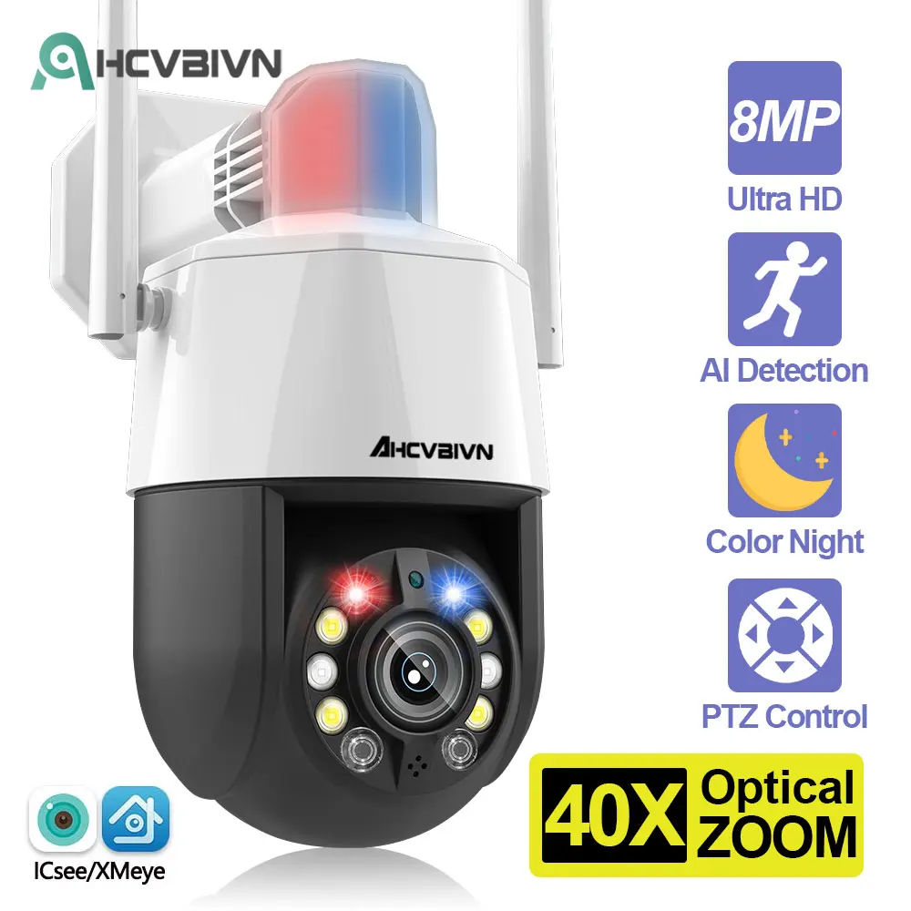 8MP 4K Two Way Audio Surveillance IP Camera 40X Optical Zoom Waterproof ...