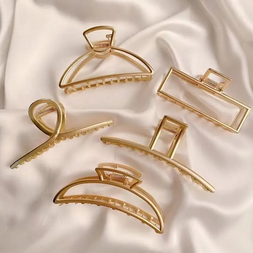 New Geometric Metal Hair Clips Elegant Gold Color Hair Claws for Women ...