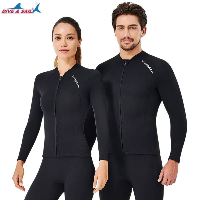 2mm-Neoprene-Diving-Wetsuit-Split-Top-Long-Sleeve-Snorkeling-Coat-Cold ...