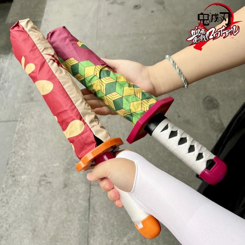 New-Demon-Slayer-Knife-Umbrella-Handle-Fold-Umbrella-Kamado-Tanjirou ...