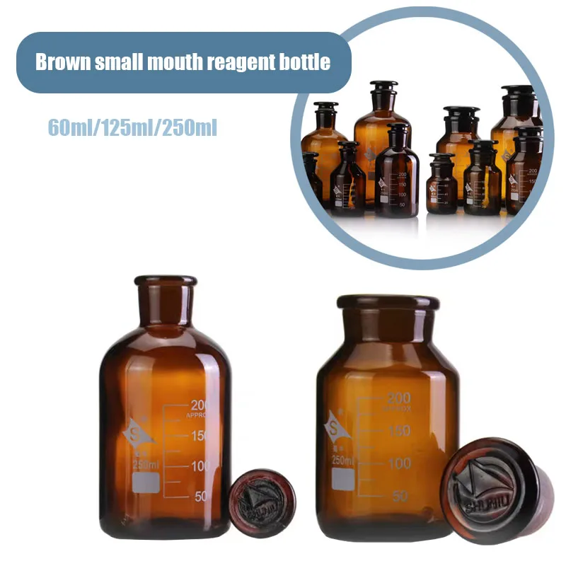 1pcs-60ml-125ml-250ml-Glass-Small-Mouth-Reagent-Bottle-with-Ground ...