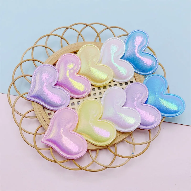 50Pcs-3-8x3CM-Glossy-Shiny-Padded-Patches-Heart-Shape-Garment-Appliques ...