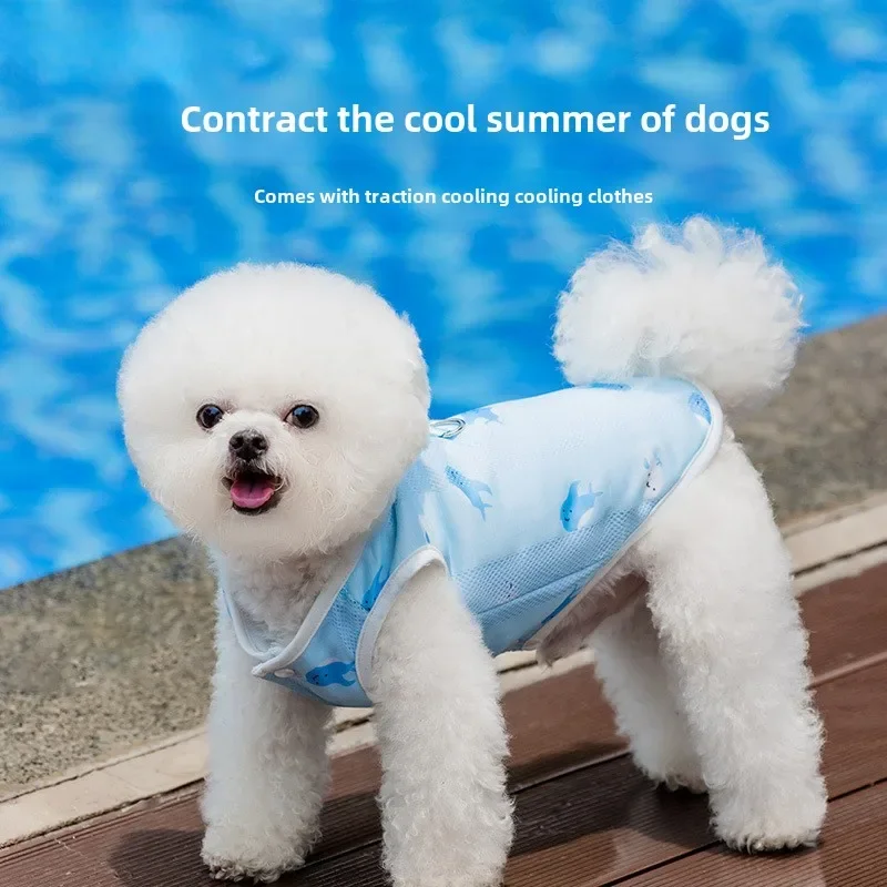 Summer Dog Cool Clothes Breathable Full Print Tractable Vest Cooling ...