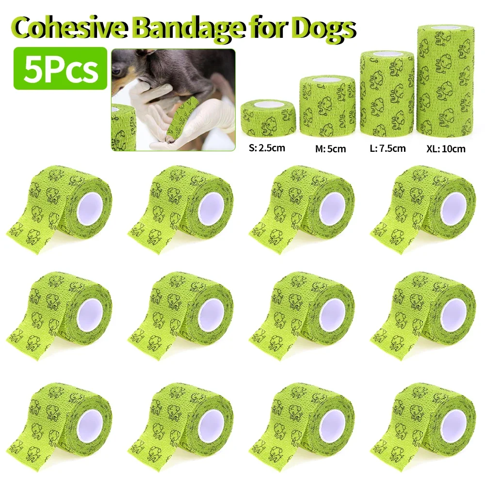 5Pcs Self Adhesive Bandage Wrap for Dogs Pets Bandage Leg Cover ...