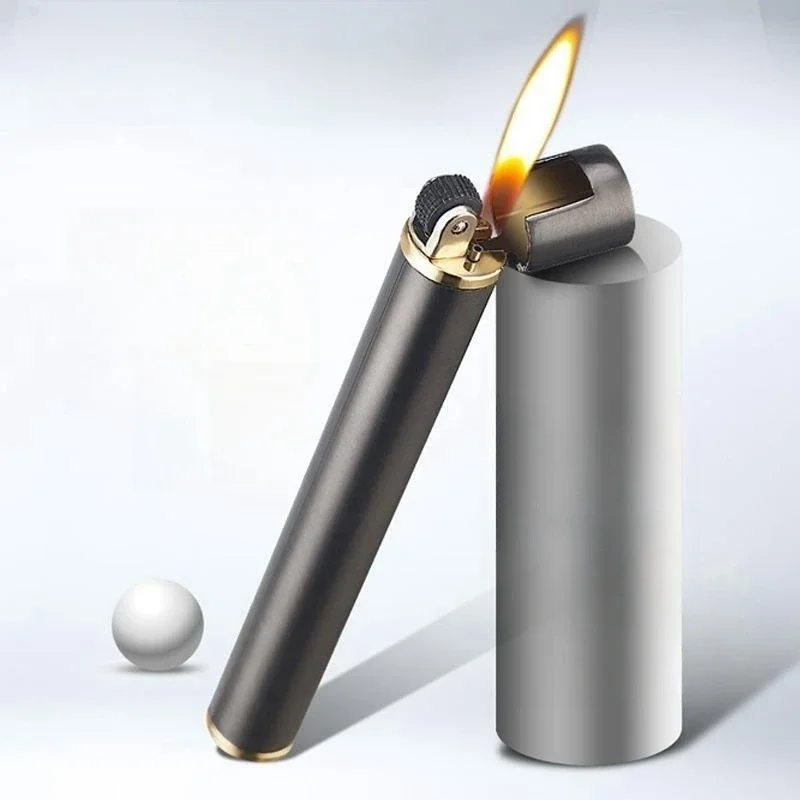 Metal-Creative-Grinding-Wheel-Open-Flame-Lighter-Small-Portable-Butane ...