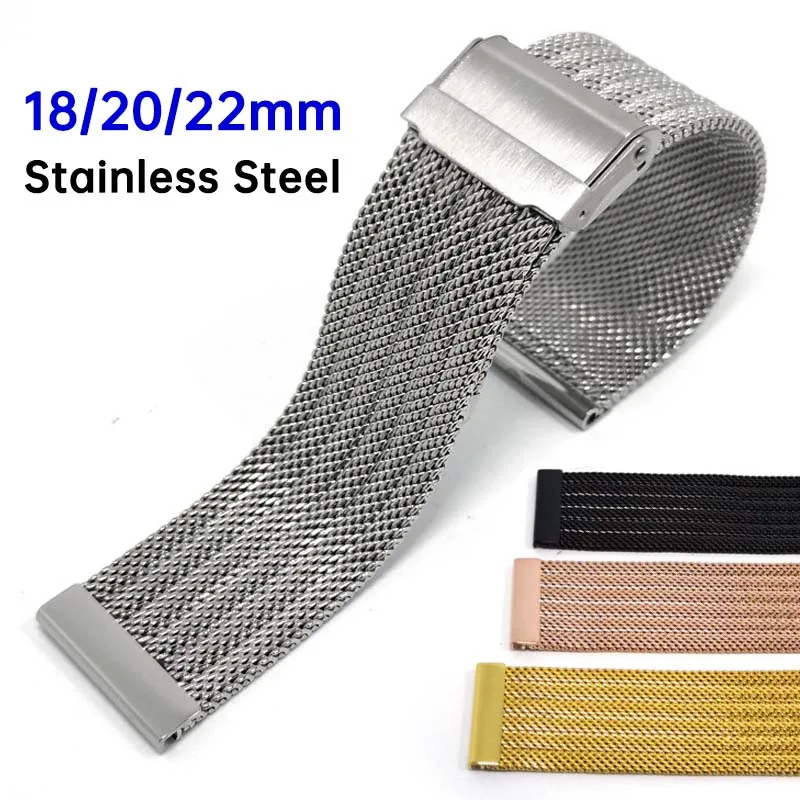 Mesh-Watch-Strap-Milanese-Band-18mm-20mm-22mm-24mm-Stainless-Steel ...