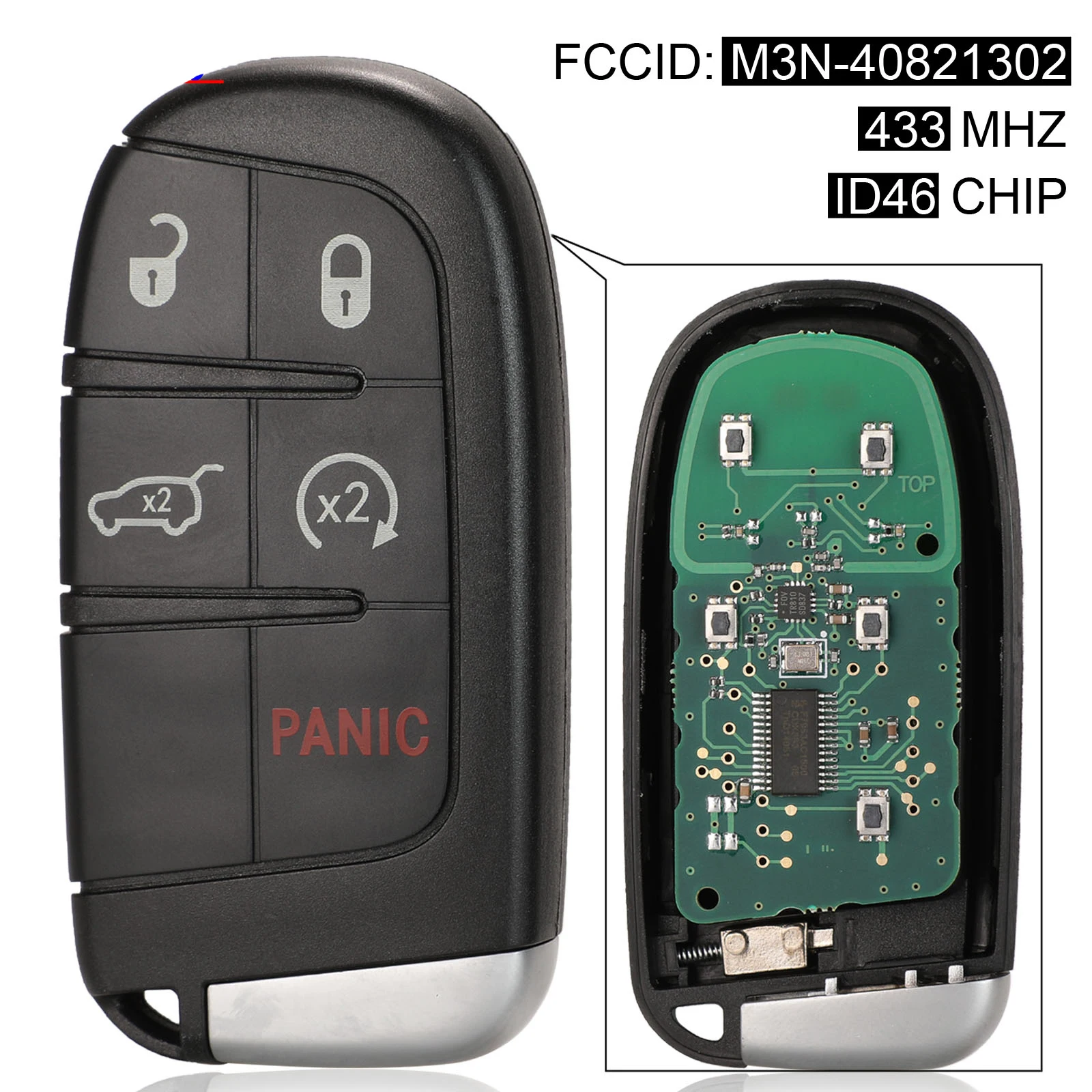 jingyuqin 433MHz ID46 Chip 5 Buttons Remote Car Key Fob for DODGE ...