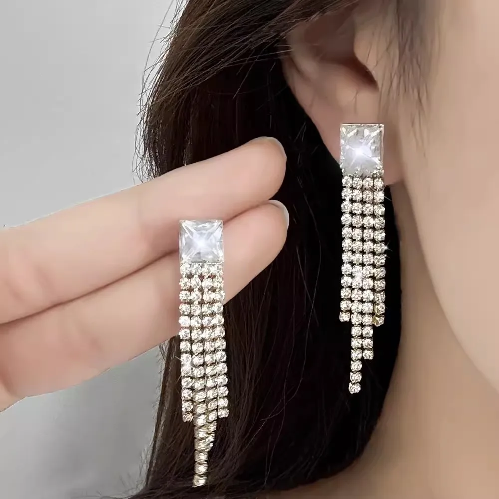 Rhinestone-Zircon-Square-Bar-Long-Thread-Tassel-Drop-Earring-for-Women ...