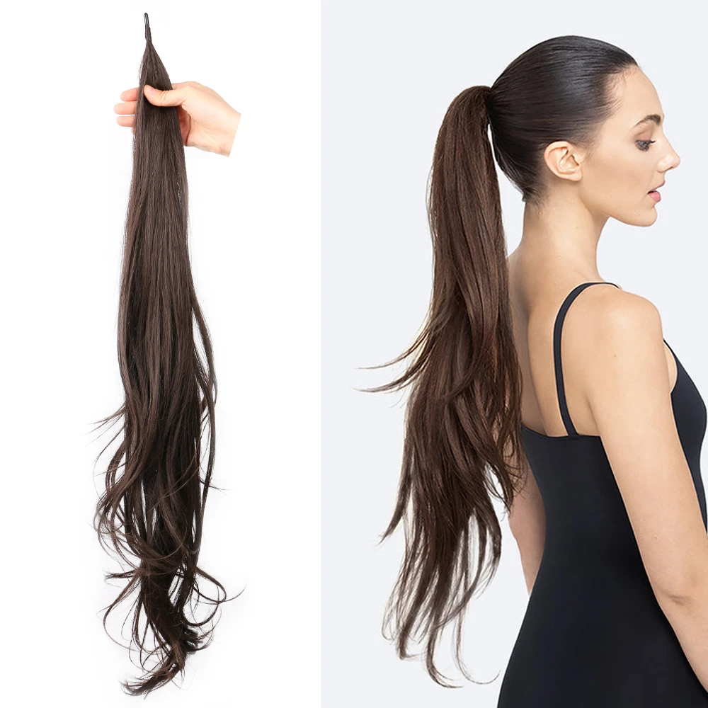 Synthetic Flexible Long Curly Hair Pony Tail Pinao Color Ponytails Hair ...