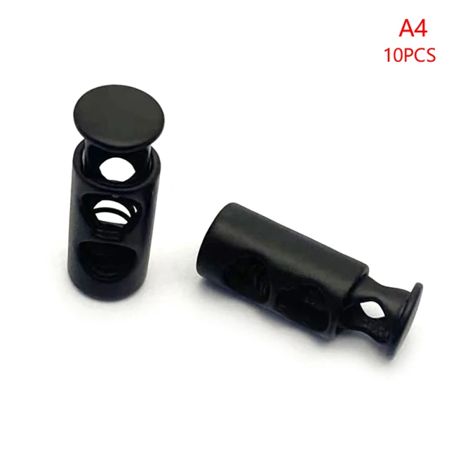 10pcs Metal Black Cord Lock Spring Clasp Stopper Two Holes Drawstring ...
