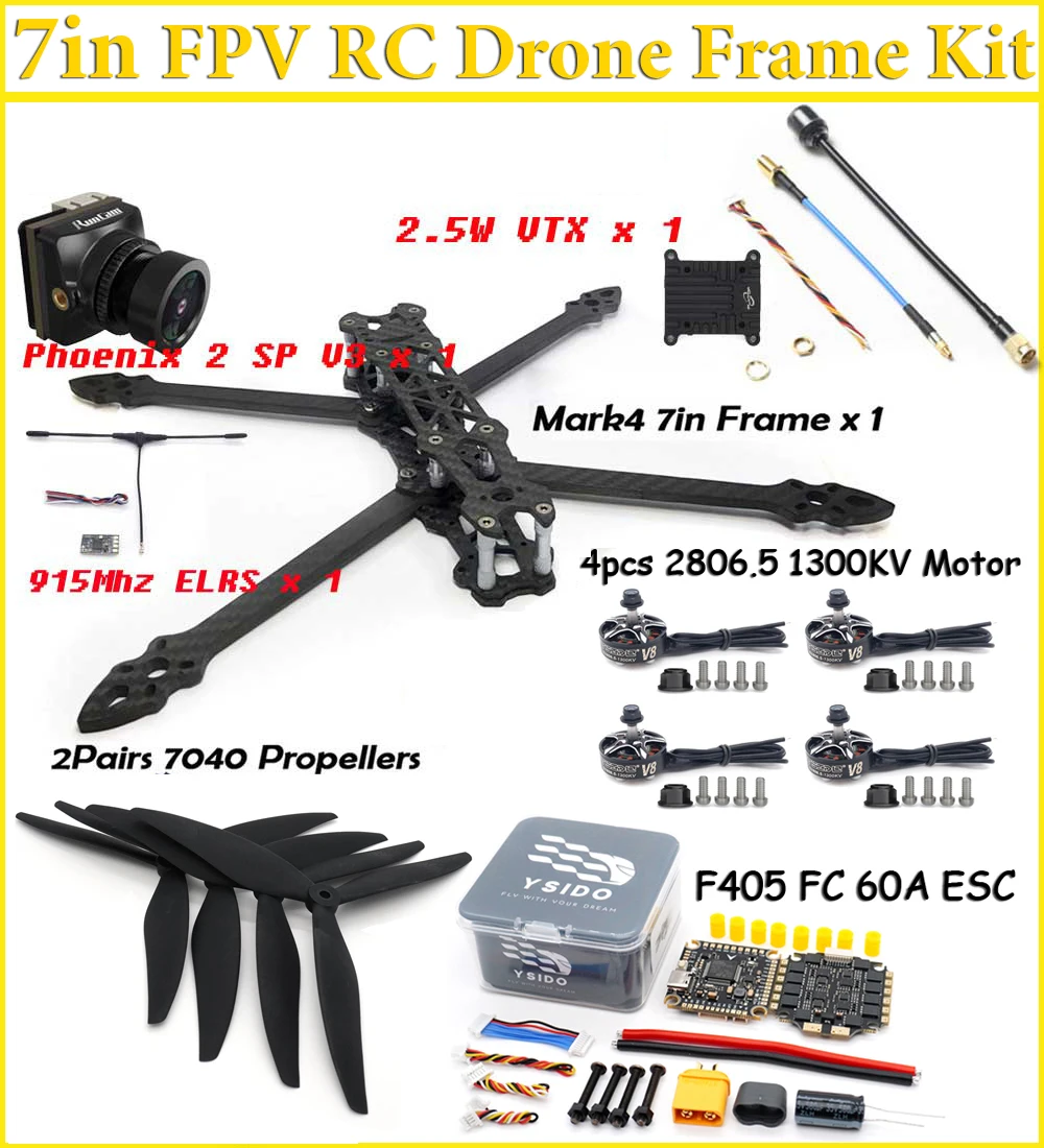 MARK4 7inch FPV Racing Drone Frame Kit F405 FC 60A ESC Stack 2806.5 ...