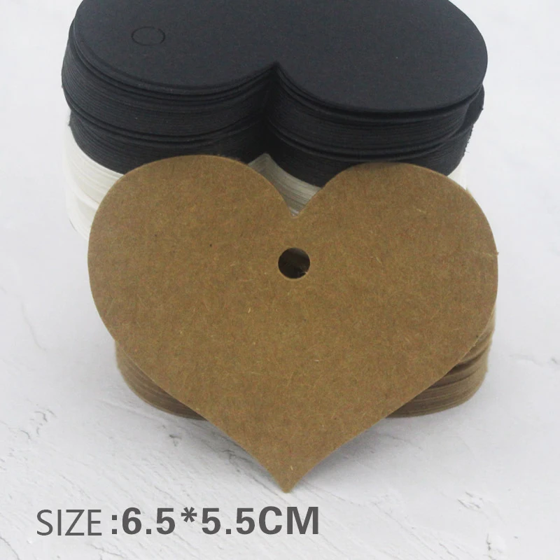 100-PCS-DIY-Heart-Shape-Hang-Tag-Wedding-Brown-Kraft-Paper-Gift-Tags ...