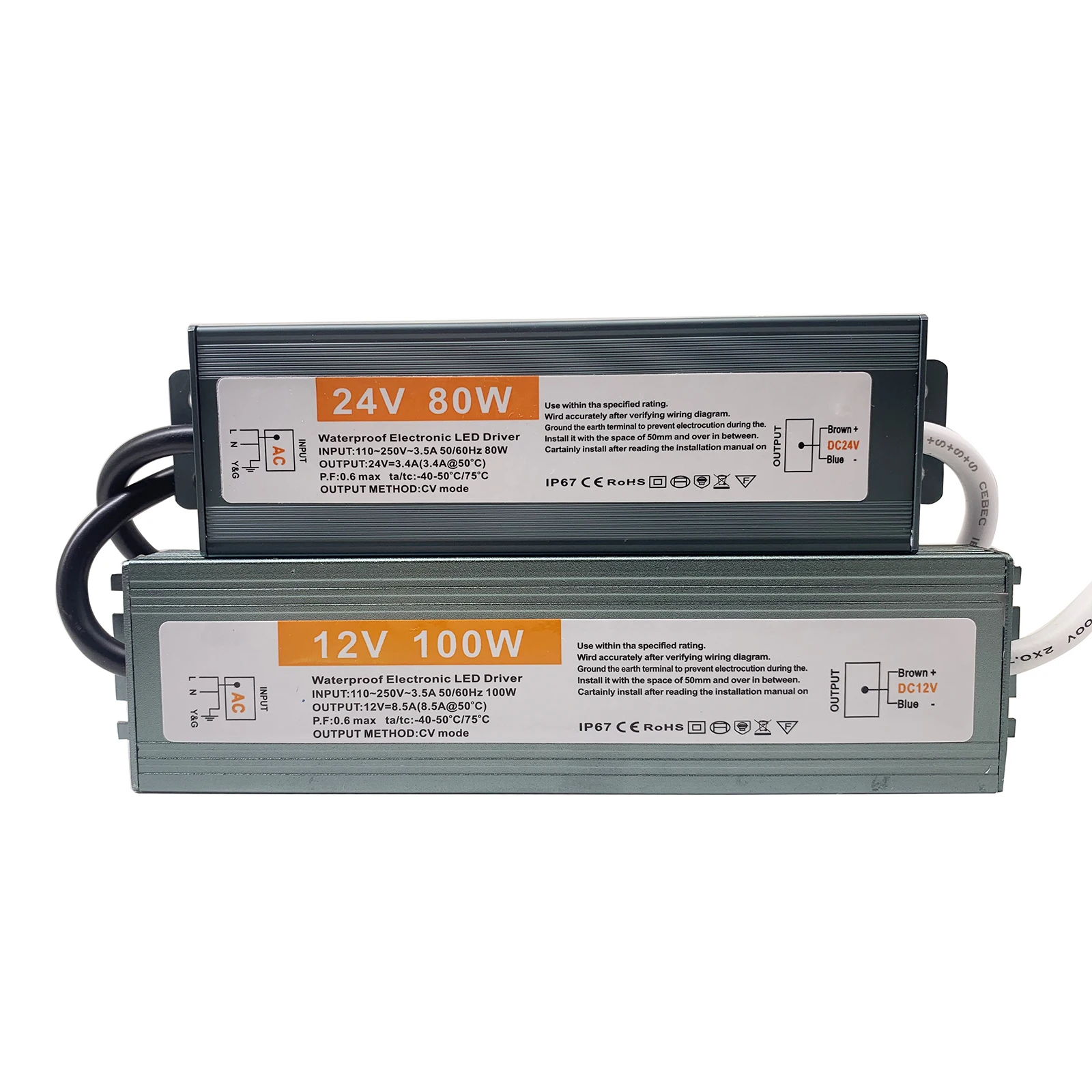 IP67 Waterproof LED Power Supply Ultra-thin AC To DC 12V 24V Switch Transformer Adapter 100W ...