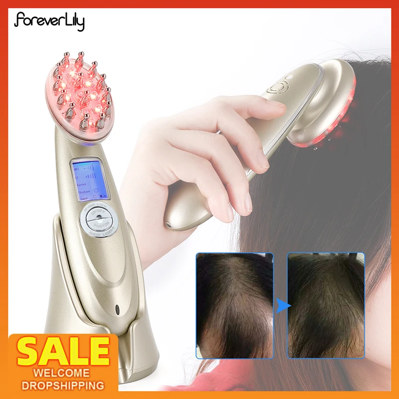 Electric Laser Hair Growth Comb Anti Hair Loss Therapy Comb Infrared RF ...