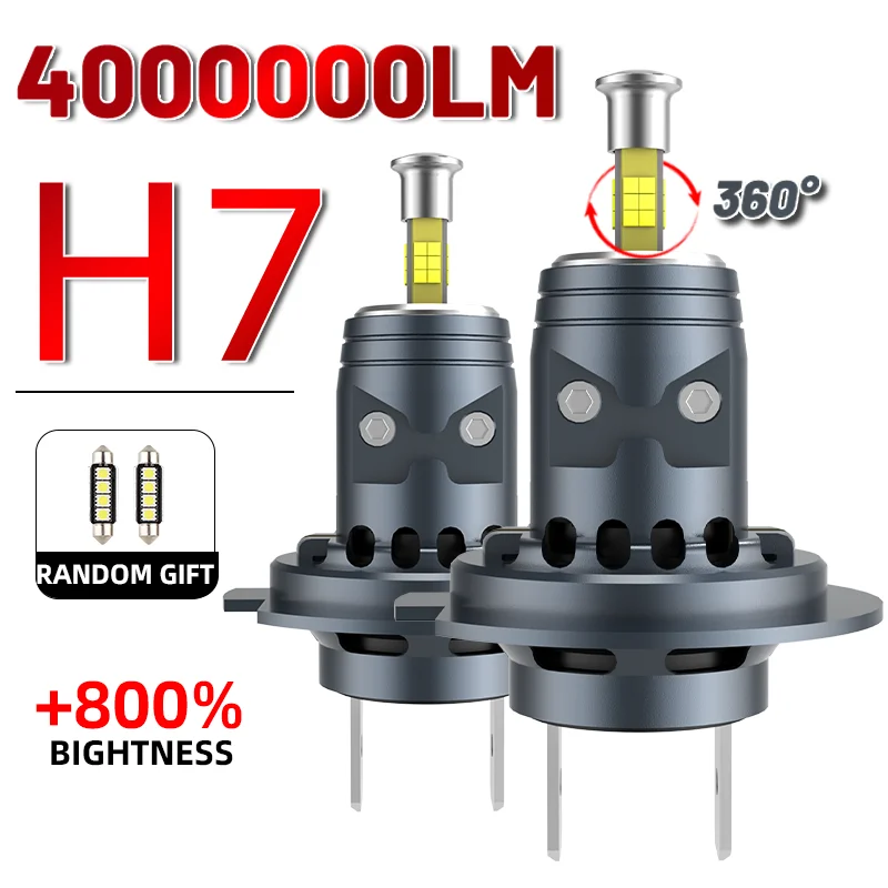 360 3D H7 LED Bulb 2000W High Power LED Headlight 4 Sided 1:1 Plug and ...