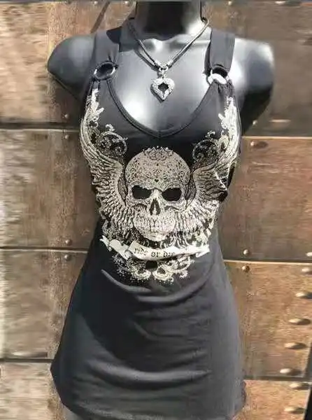 Black-Skull-Mall-Goth-Crop-Top-Women-Harajuku-Tank-Top-Dark-Academic ...