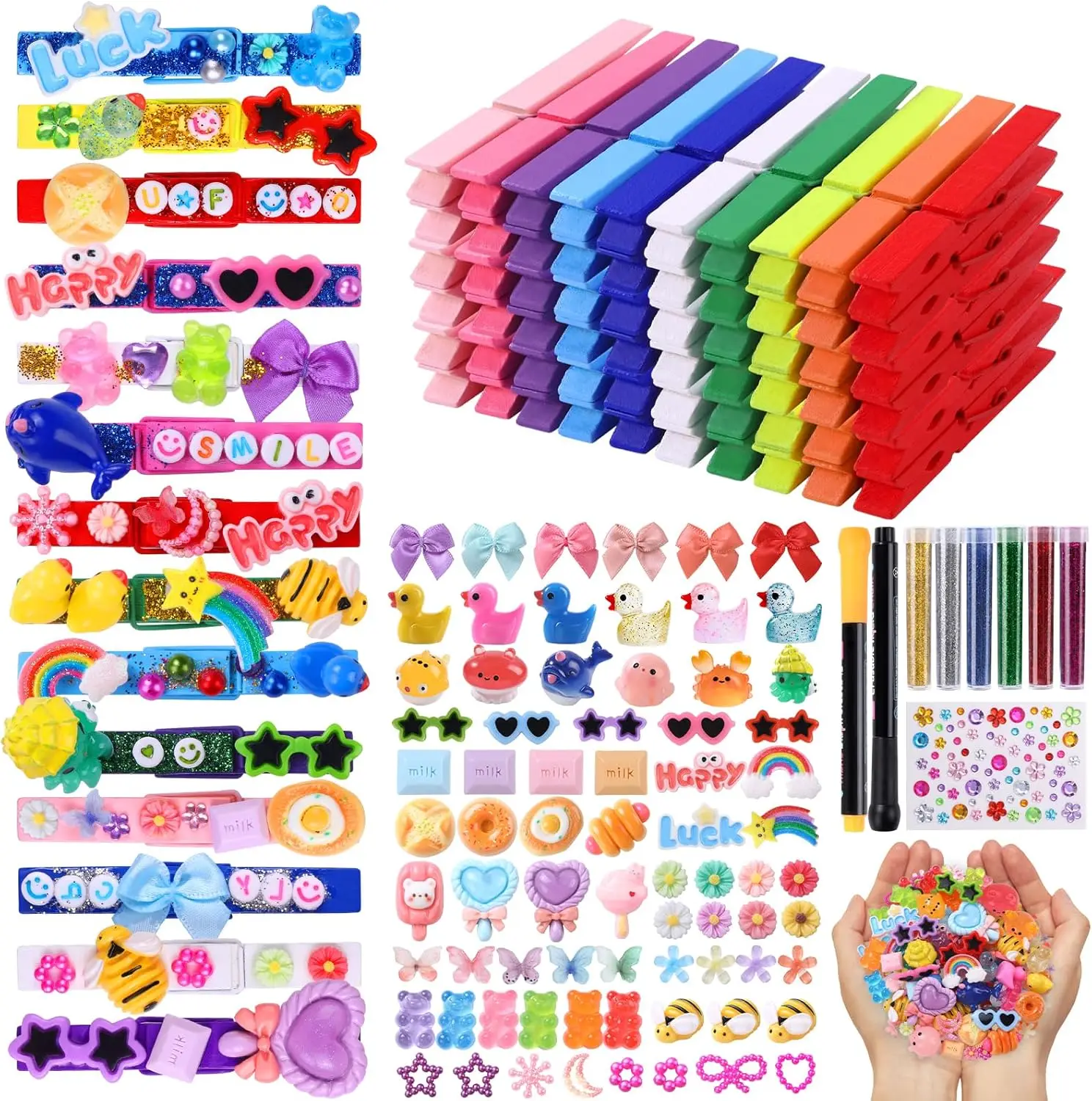 80PCS Cheer Pins Spirit Clips,80 Colored Wooden Clothes Pins 126 Mini ...