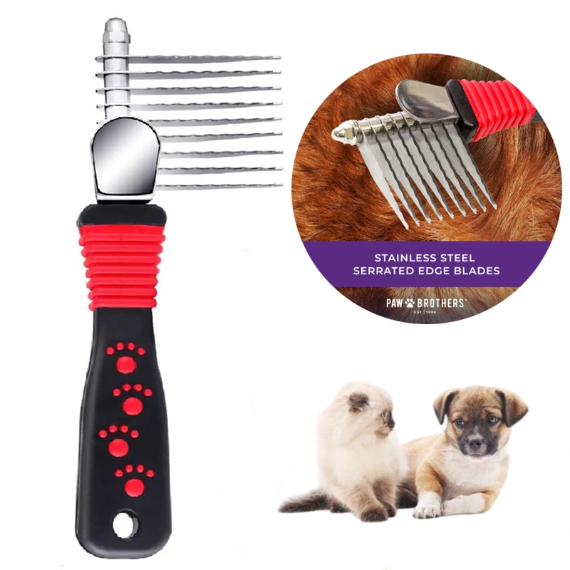 Pet Dematting Fur Rake Comb Brush Tool Dog and Cat Comb for Detangling ...