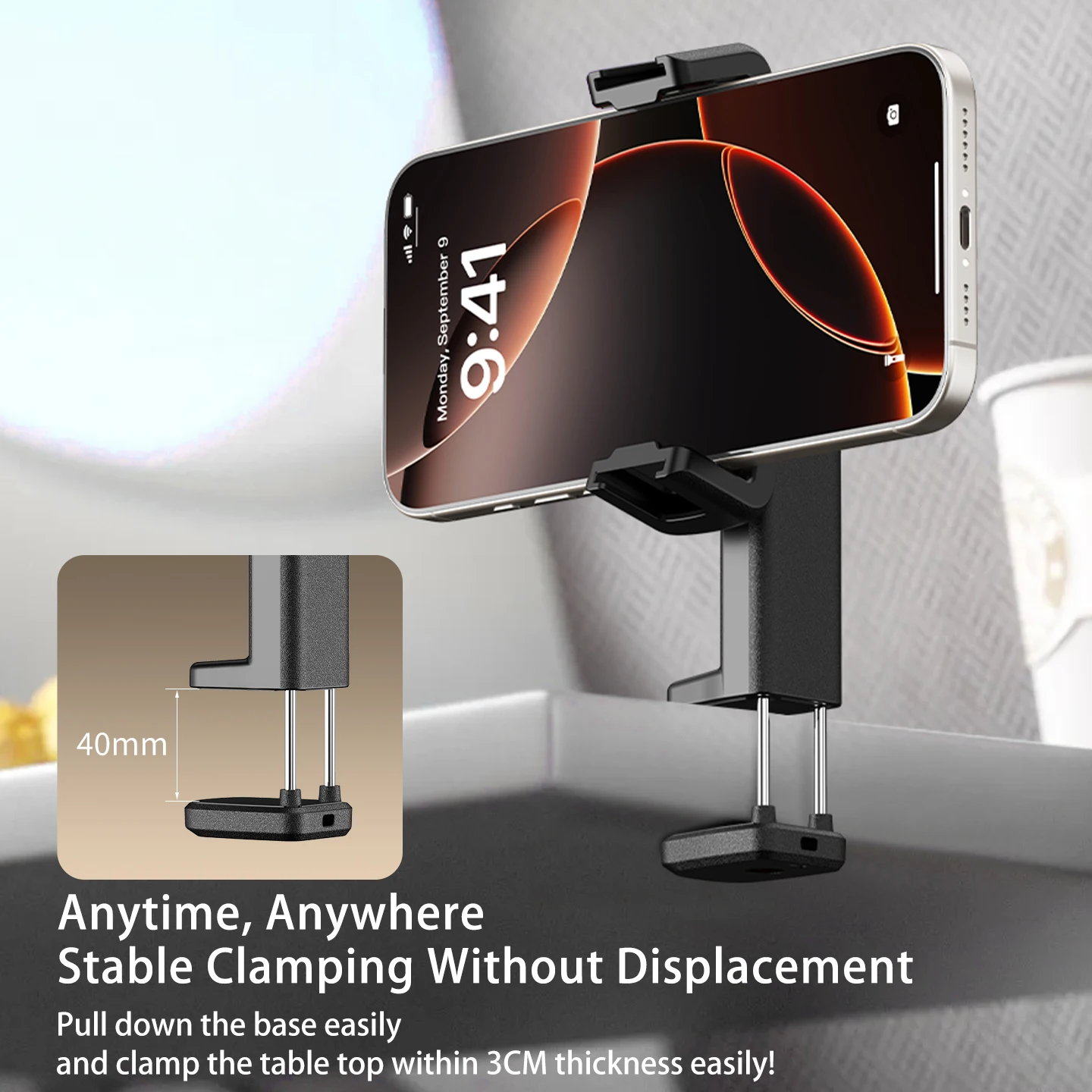 Protable Phone Holder with 1/4" Screw Thread, Clip Bracket 360 ...