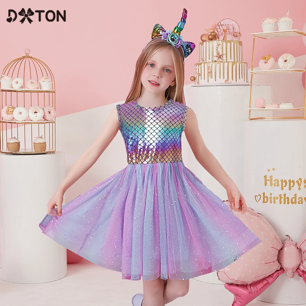 Dxton Summer Kids Dresses For Girls Sleeveless Party Princess Dress ...