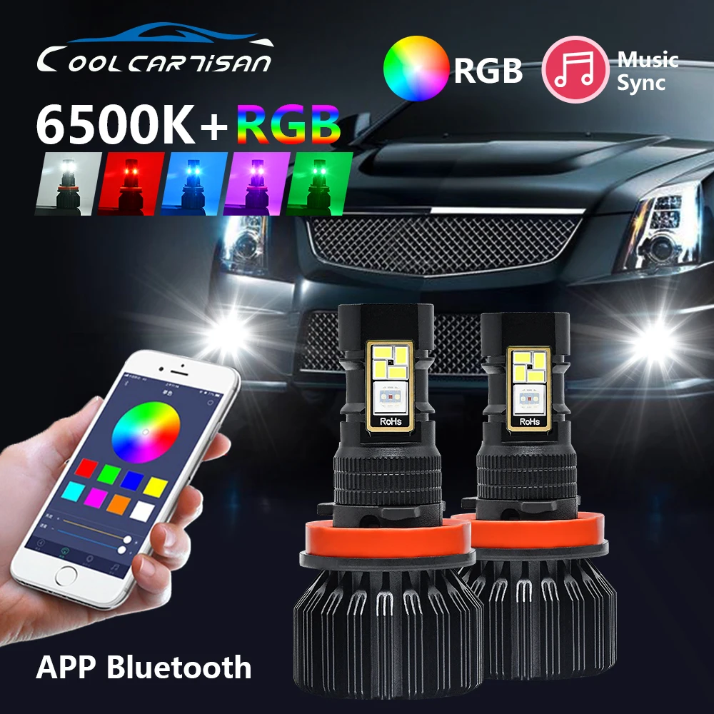 2023-NEW-Multifunction-RGB-LED-Fog-Light-Bulb-H8-H9-H10-9005-9006-5202 ...