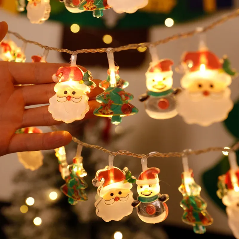 Christmas-Lights-String-Santa-Claus-Snowman-Battery-operated-Garland ...