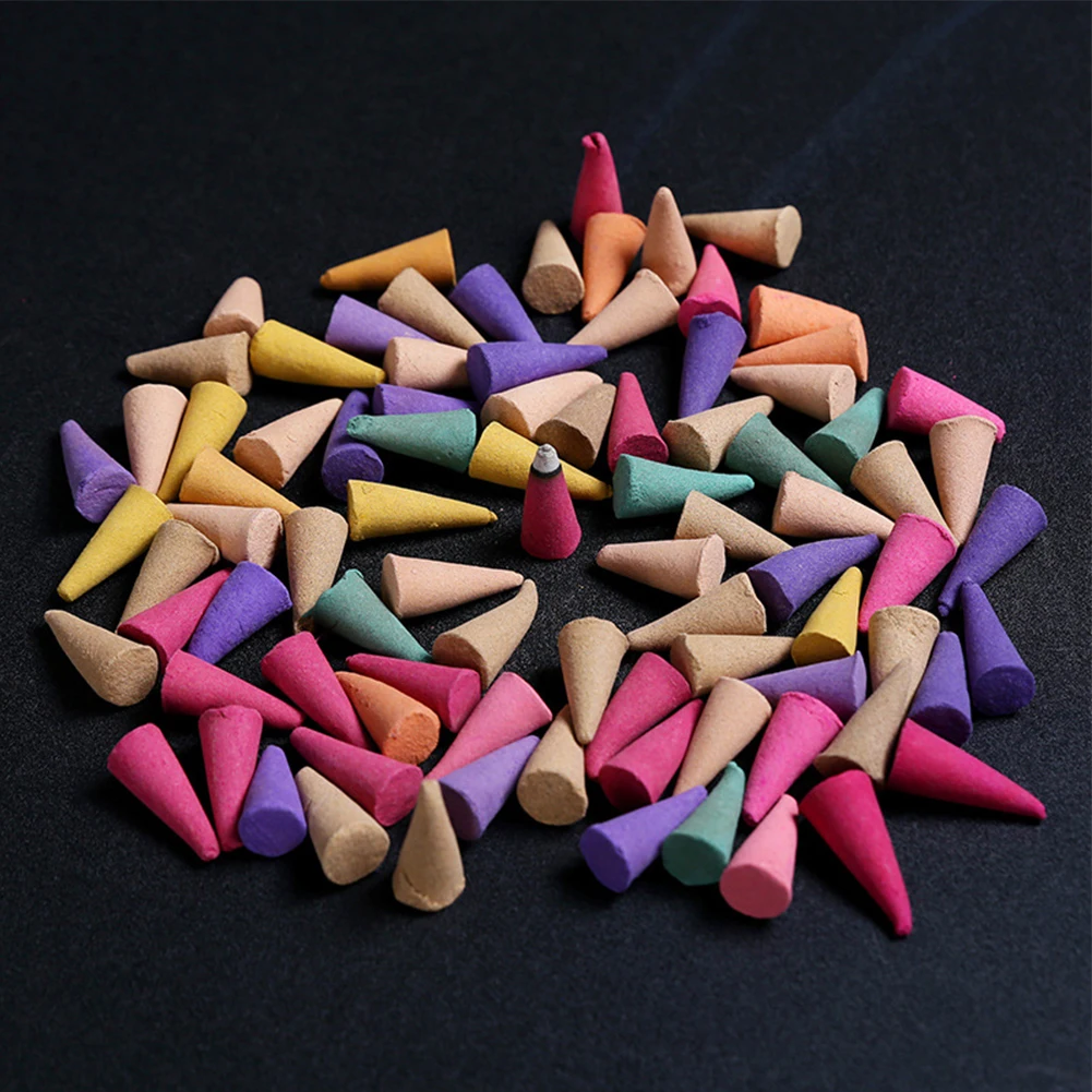 60Pcs-Odor-Remover-Incense-Colorful-Scented-Incense-Cones-Anxiety ...