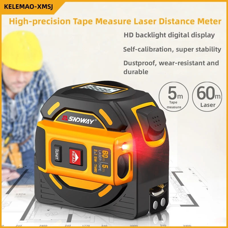 40/60m High-precision Tape Measure Laser Distance Meter Intelligent ...
