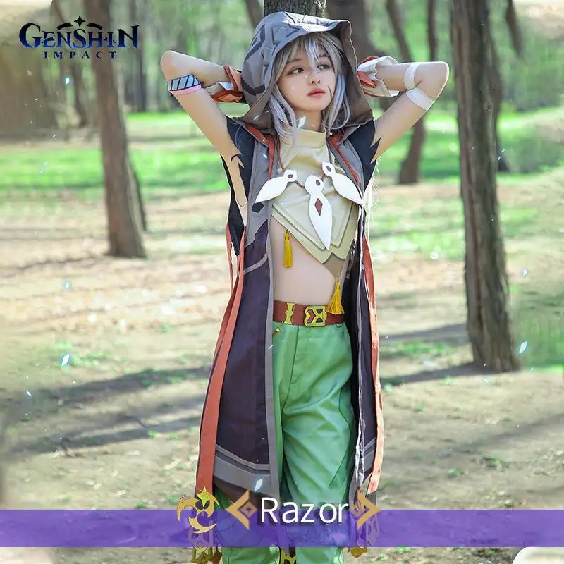 COS Razor Costume Genshin Impact 애니메이션 러닝 늑대 카니발 코믹 쇼 면도기 멋진 의상 풀 세트 롤 ...