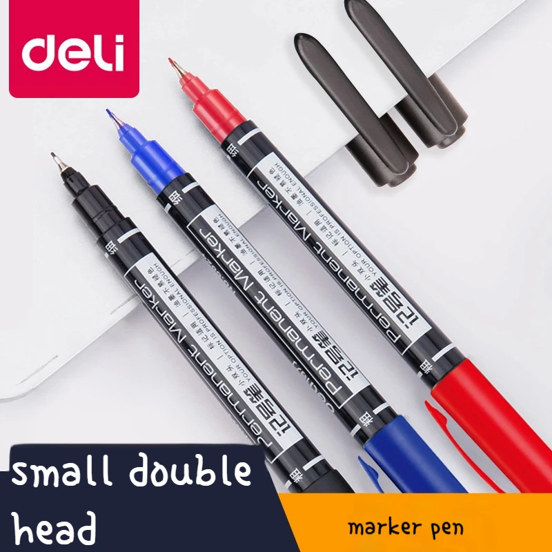 12pcs-lot-Deli-Twin-Tip-Permanent-Marker-Pen-Set-Fine-Point-Waterproof ...