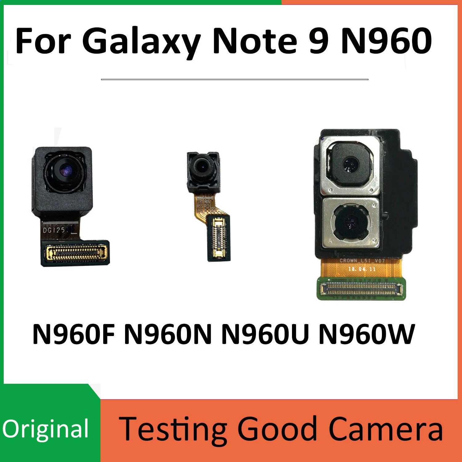 삼성 갤럭시 노트 9, N960U, N960F, N960W, N960N 용, 아이리스 전면 후면 카메라, 메인 페이싱 카메라 ...
