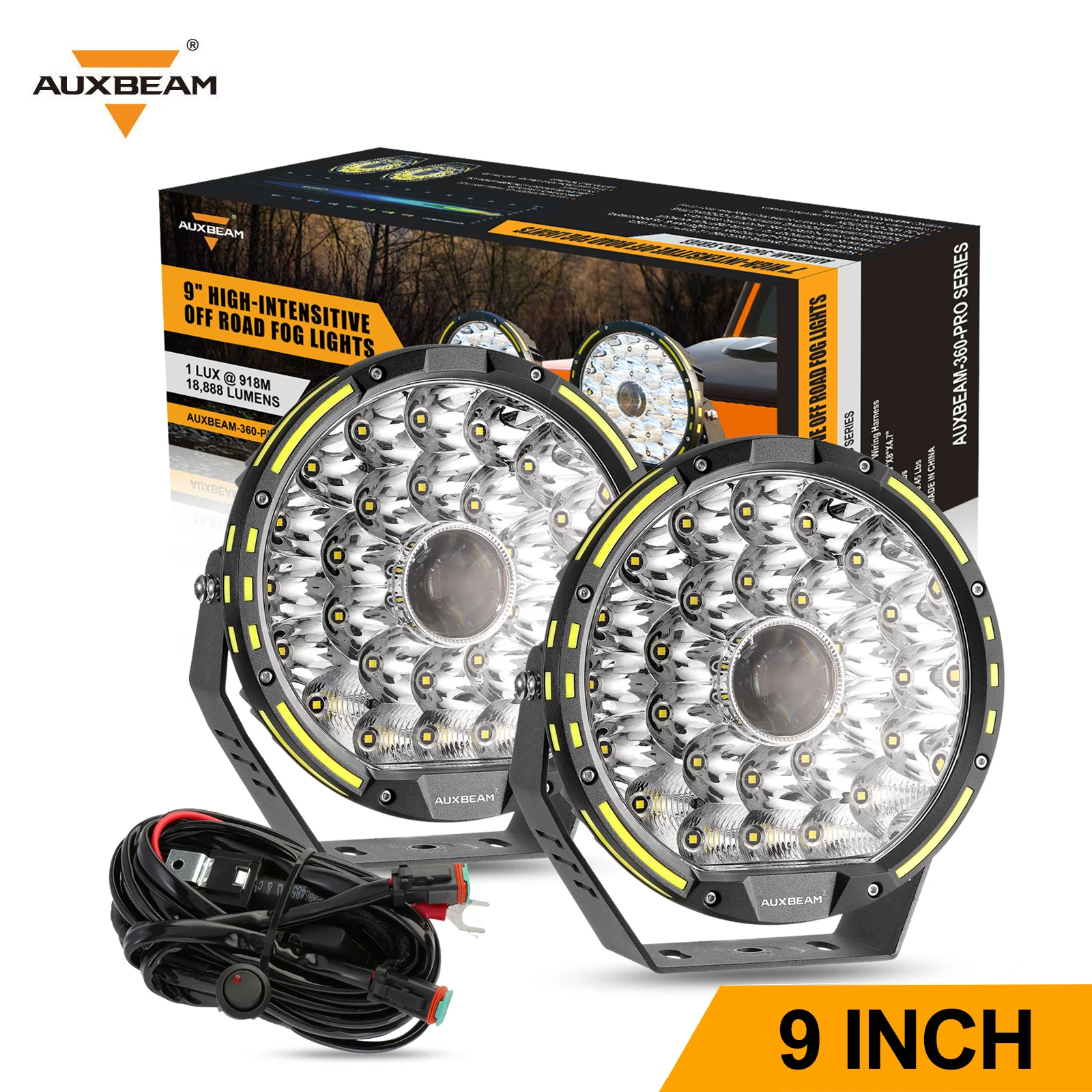 Auxbeam 9 Inch Round Led Work Light 18888lm 270w Spot Light Shock-proof ...