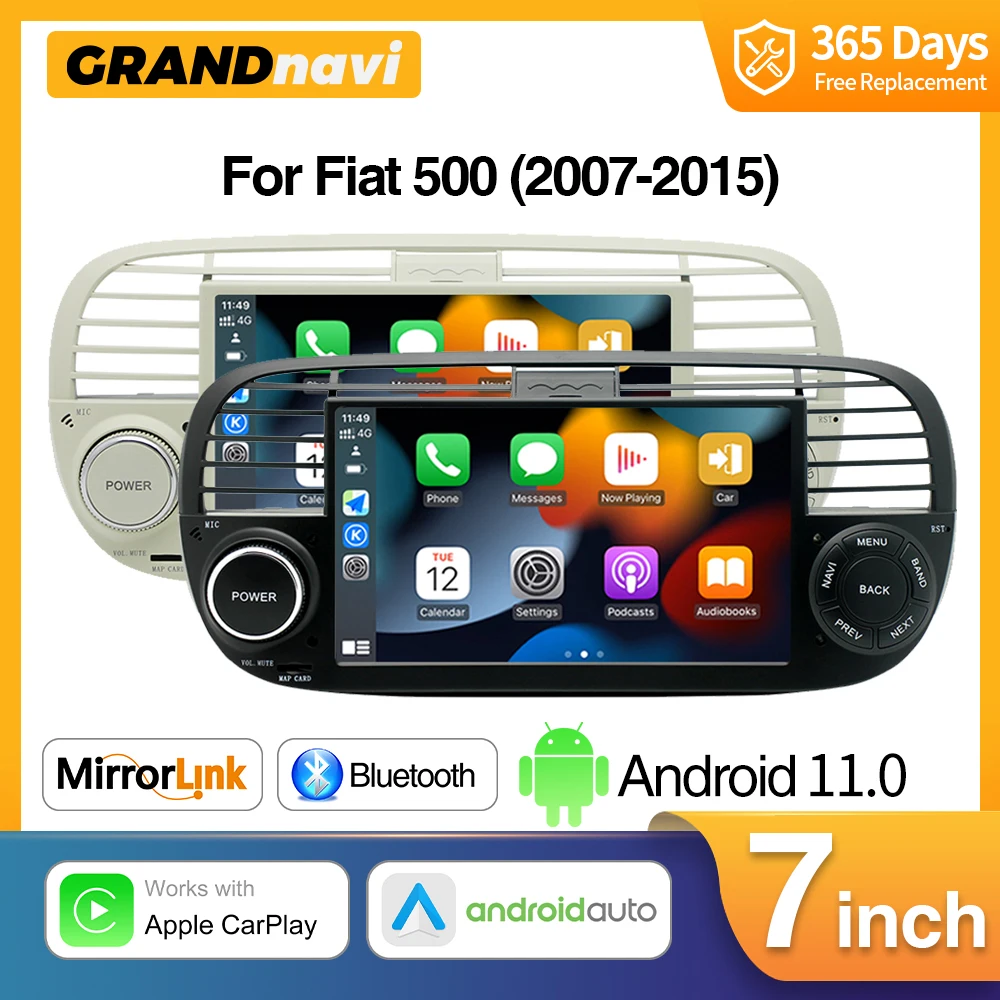 Android 11 7 Inch Car Radio for Fiat 500 2007-2015 Multimedia Player ...