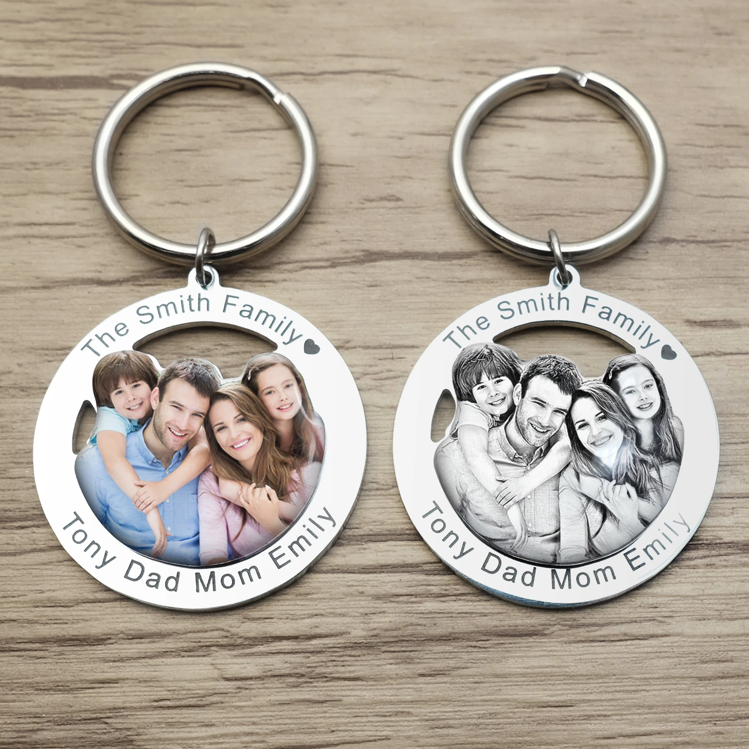 Personalised Photo Keychain Custom Picture Keyring Family Portrait Key ...